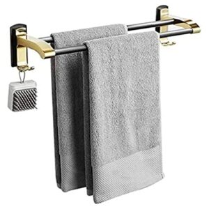 Towel BAR Rack Towel Rack Towel Holder Towel Hanger Double Rod Towel Rail Wall Mounted Towel Rack No Drill Adhesive with Hook Space Aluminum for Restroom Toilet,40cm