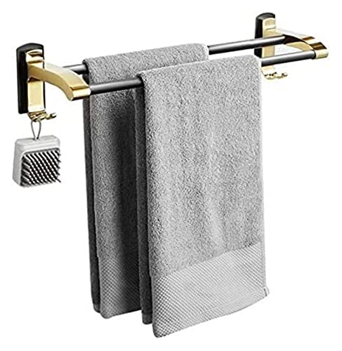 Towel BAR Rack Towel Rack Towel Holder Towel Hanger Double Rod Towel Rail Wall Mounted Towel Rack No Drill Adhesive with Hook Space Aluminum for Restroom Toilet,40cm