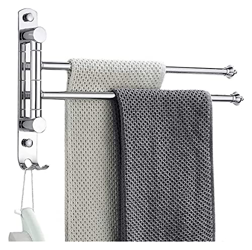 TOWEL BAR RACK Towel Rack Towel Holder Rails 32.5cm/12.8inch Multi-Layer Towel Rails, 180 ° Rotatable Towel Bar, SUS304 Stainless Steel Bathroom Towel Rail, Wall Mounted Towel Rack, Bathroom Kitchen S