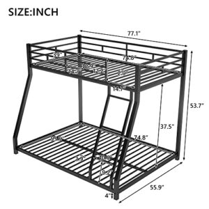 DEYOBED Twin Over Full Metal Bunk Bed - Versatile and Durable Bedding Choice for Growing Kids, Teens, and Adults