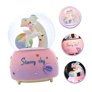 Garneck Music Box Decoration Teenage Girl Gifts Music Decor Desktop Decor Light up Snow Globe Desk Topper Lighted Snow Globe Cartoon Unicorn Snow Globe Snow Globe Ornament Snow Globe Decor