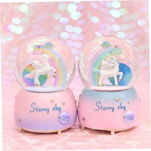 Garneck Music Box Decoration Teenage Girl Gifts Music Decor Desktop Decor Light up Snow Globe Desk Topper Lighted Snow Globe Cartoon Unicorn Snow Globe Snow Globe Ornament Snow Globe Decor