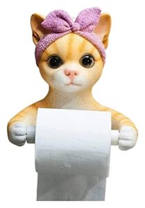 towel bar rack roll holder paper holder toilet paper holder cartoon hairband cat bathroom toilet paper roll holder wall mount resin cute adhesive toilet paper dispenser with elastic rod for kitchen li