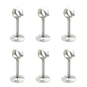 kingsea 1inch stainless steel ceiling mount rod bracket curtain rod flange rod holder towel rod kitchen hanging rod shower curtain rod holder flange socket closet,6pcs,silver