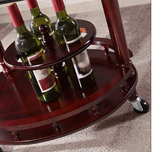 POCHY Multipurpose Catering Trolley Serving Cart Kitchen Trolley Island Cart 2 Tier Trolley Solid Wood Wine Rack Mobile Unit Organizer Home Removable