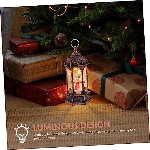 DOITOOL 1pc Hexagon Lamp Lantern Snow Globes for Christmas Snow Globes Portable Lantern Micro Landscape LED Night Light Festival Gift Christmas Ornament Small LED Ornament Shine