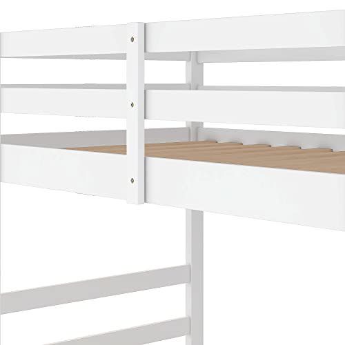 Tidyard Twin Over Twin Bunk Bed with Ladder, Wooden Bed White for Bedroom Dorm Guest Room Home Furniture