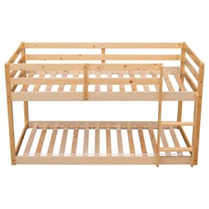 tidyard twin over twin floor bunk bed,natural for bedroom dorm guest room home furniture