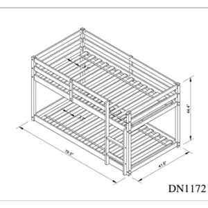 Tidyard Twin Over Twin Floor Bunk Bed,Natural for Bedroom Dorm Guest Room Home Furniture