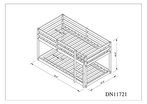 Tidyard Twin Over Twin Floor Bunk Bed,Natural for Bedroom Dorm Guest Room Home Furniture