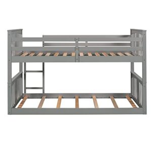 Tidyard Twin Over Twin Bunk Bed with Ladder, Gray for Bedroom Dorm Guest Room Home Furniture