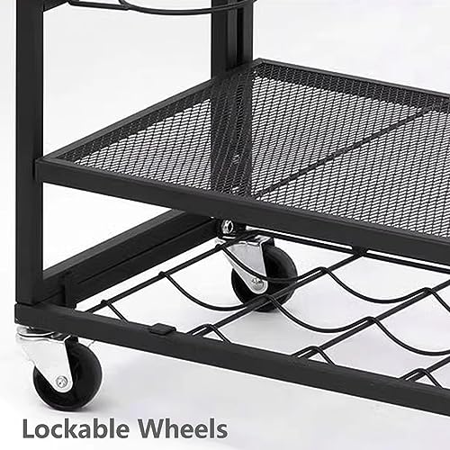 VLOBAOM Home Bar Serving Cart, Foldable Small Rolling Serving Trolley with Wheels, Standing Shelf Units, Mobile Bar Cabinets,24''Dx12''Wx35.5''H,Brown