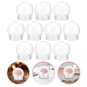 BESPORTBLE 10 Pcs 2.8 Inch Christmas DIY Clear Plastic Water Globe Snow Globe, Clear Fillable Water Globe S Globes with White Base for Crafts