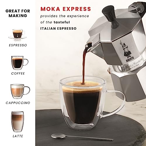 Bialetti - Moka Express: Iconic Stovetop Espresso Maker, Makes Real Italian Coffee, Moka Pot 9 Cups (14 Oz - 420 Ml), Aluminium, Silver