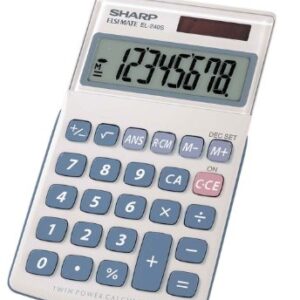 Sharp HO EL240SB 8 Digit Solar and Battery Powered Slant Display Calculator, White, 2 3/4 x 4 1/2 (EL240SAB)