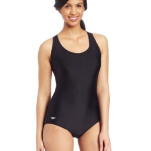 Speedo Women's Swimsuit One Piece PowerFlex Ultraback Solid , Speedo Black, 8 Long