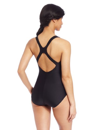 Speedo Women's Swimsuit One Piece PowerFlex Ultraback Solid , Speedo Black, 8 Long