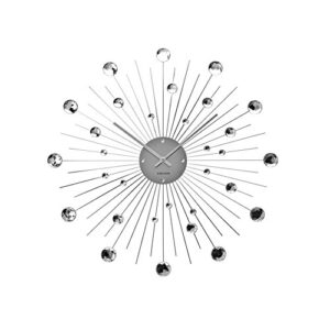 present time wall clock, l, silver