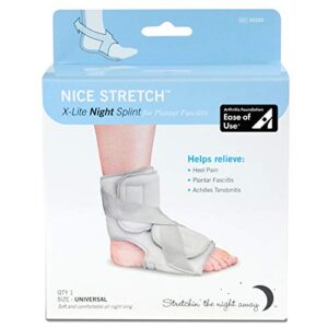 brownmed - nice stretch x lite - dorsal foot & ankle night splint to support plantar fasciitis & arthritis - ankle & foot brace for sleep - universal size