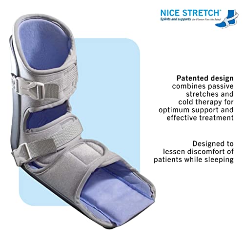 Brownmed - Nice Stretch 90 with Polar Ice - Foot Brace for Plantar Fasciitis, Achilles Tendonitis & Plantar Flexion Contractures - Fixed Angle Night Splint Boot - Large/X-Large