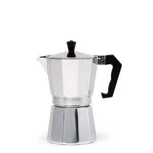 primula classic stovetop espresso and coffee maker, moka pot for italian and cuban café brewing, greca coffee maker, cafeteras, 6 espresso cups, silver