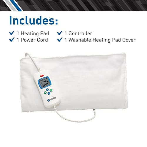 BodyMed Digital Moist Heating Pad with Auto Shut Off Heating Pad for Neck and Shoulders, Back Pain and Muscle Pain Relief 14 x 27 Inch, White