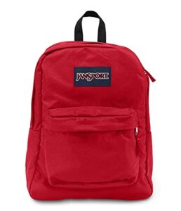 jansport superbreak one backpack, red tape - durable, lightweight bag with 1 main compartment, front utility pocket with built-in organizer - premium backpack