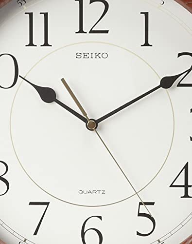 Seiko Wall Clock Quiet Sweep Second Hand Dark Brown Solid Oak Case