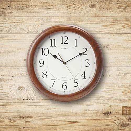 Seiko Wall Clock Quiet Sweep Second Hand Dark Brown Solid Oak Case