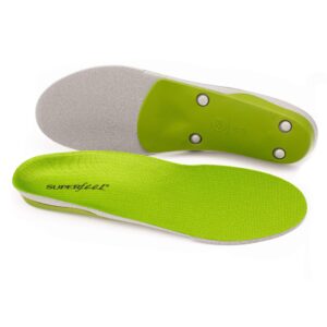 superfeet all-purpose support high arch insoles (green) - trim-to-fit orthotic shoe inserts - professional grade - men 7.5-9 / women 8.5-10