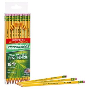 Ticonderoga Wood-Cased Pencils, Pre-Sharpened, 2 HB Soft, Yellow, 18 Count