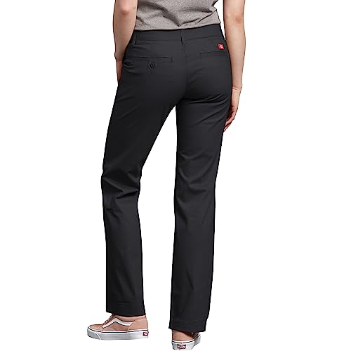 Dickies Women's Relaxed Straight Stretch Twill Pant, Black, 18 Regular