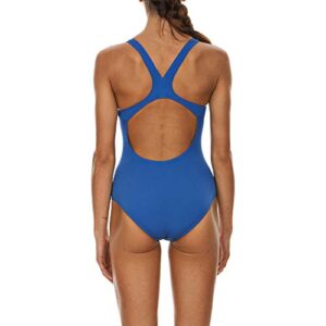 Arena Women's Madison Race Polyester Solid Swim Pro Back Swimsuit,Royal/Metallic Silver,34