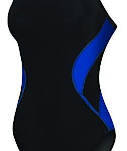 TYR Women's Standard Alliance Diamond Back Splice Swimsuit, Black/Blue, 38