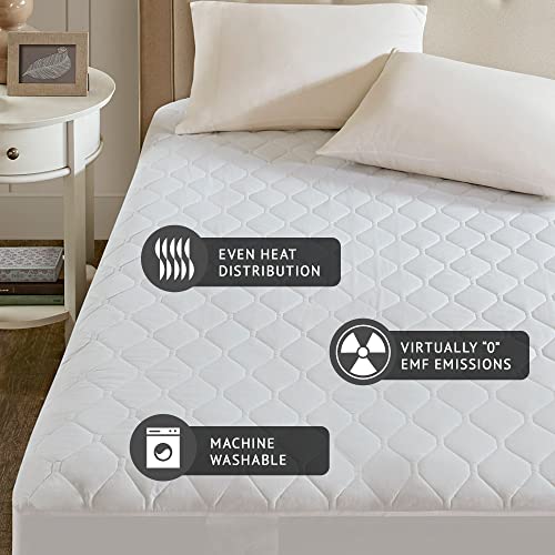 Beautyrest Cotton Blend Heated Mattress Pad Secure Comfort Technology - Luxury Quilted Electric Mattress Pad with Deep Pocket - 5-Setting Heat Controllers, King, White