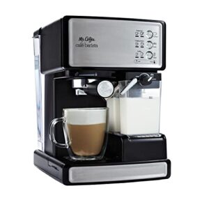 mr. coffee espresso and cappuccino machine, programmable coffee maker with automatic milk frother and 15-bar pump, stainless steel,silver