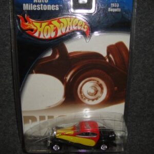 HOT WHEELS AUTO MILESTONES YELLOW AND RED 1933 BUGATTI DIE-CAST COLLECTIBLE