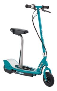 razor e200s electric scooter - 8" air-filled tires, 200-watt motor, up to 12 mph and 40 min of ride time, teal