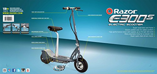 Razor E300S Seated Electric Scooter - Matte Gray 41 x 17 x 42-Inch