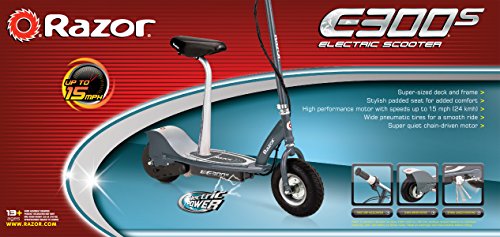 Razor E300S Seated Electric Scooter - Matte Gray 41 x 17 x 42-Inch