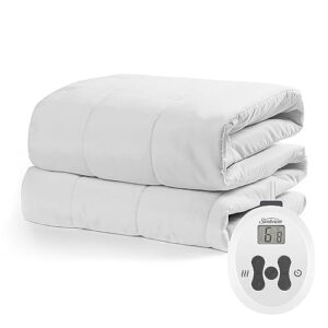 sunbeam restful quilted heated mattress pad - full, white