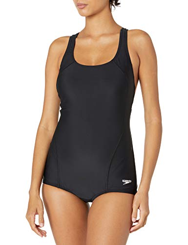 speedo Women's Swimsuit One Piece PowerFlex Princess Seam Ultraback Conservative Cut speedo Black, 18