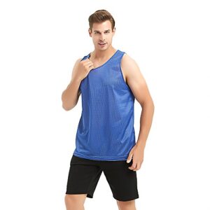 TOPTIE Reversible Basketball Jerseys Men's Tank Top Mesh Tank Lacrosse Jersey for Adult Youth-Black/White-XL