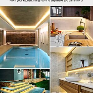 Outdoor LED Strip Lights Waterproof 3000K, 16.4ft IP67 High Density LED Tape Light, 600 LEDs/Reel, 252~300LM/ft, UL-Listed, 12V Dimmable Rope Lights for Home, Balcony, Roof, Backyard, Patio, Garden