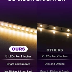 Outdoor LED Strip Lights Waterproof 3000K, 16.4ft IP67 High Density LED Tape Light, 600 LEDs/Reel, 252~300LM/ft, UL-Listed, 12V Dimmable Rope Lights for Home, Balcony, Roof, Backyard, Patio, Garden