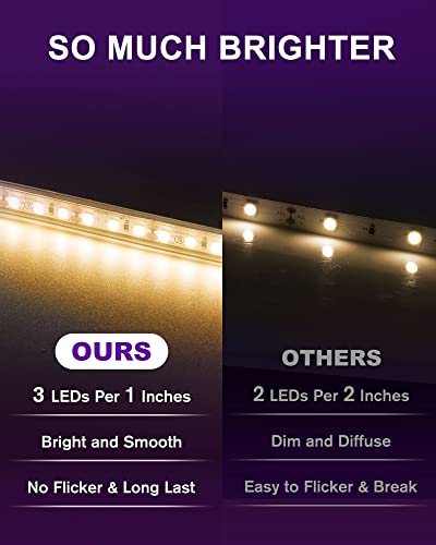 Outdoor LED Strip Lights Waterproof 3000K, 16.4ft IP67 High Density LED Tape Light, 600 LEDs/Reel, 252~300LM/ft, UL-Listed, 12V Dimmable Rope Lights for Home, Balcony, Roof, Backyard, Patio, Garden