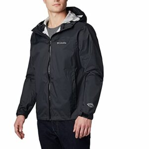 Columbia Men's Evapouration Rain Jacket, Waterproof and Breathable-, Black, Medium