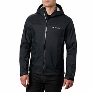 Columbia Men's Evapouration Rain Jacket, Waterproof and Breathable-, Black, Medium