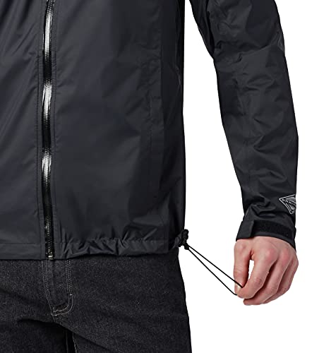 Columbia Men's Evapouration Rain Jacket, Waterproof and Breathable-, Black, Medium