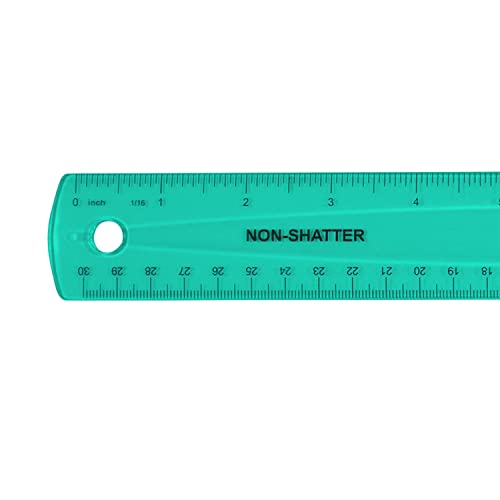 Westcott 16012 Shatterproof Beveled Transparent Ruler, Green, 12 in